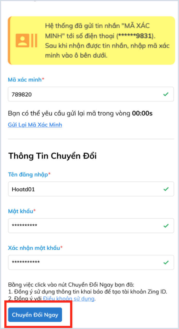 Trang thông tin User
