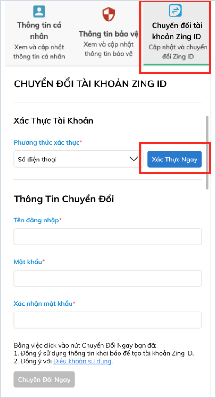 Trang thông tin User